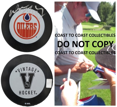 Wayne Gretzky signed Edmonton Oilers logo Hockey Puck exact proof COA ...