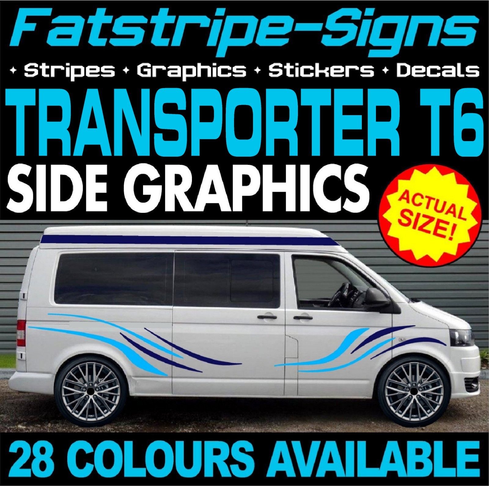 to fit VW TRANSPORTER T6 GRAPHICS STICKERS STRIPES DECALS DAY VAN ...