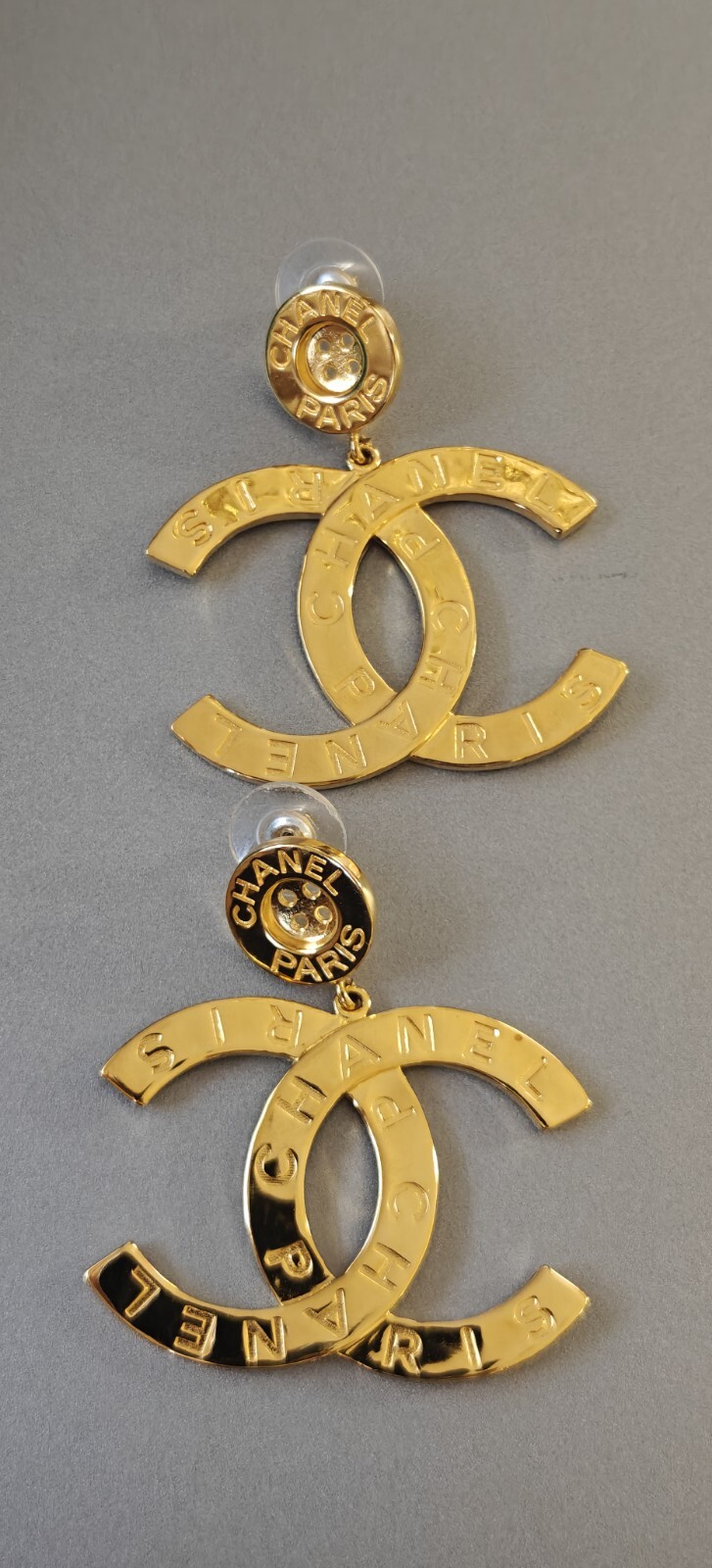 Authentic! CHANEL Paris Button Runway Statement CC Earrings | eBay