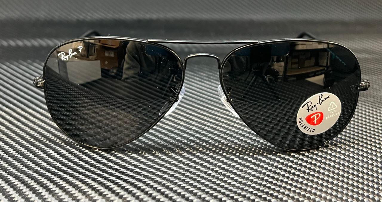 RAY BAN RB3025 002 48 Black Aviator 58 mm Unisex Polarized Sunglasses ...