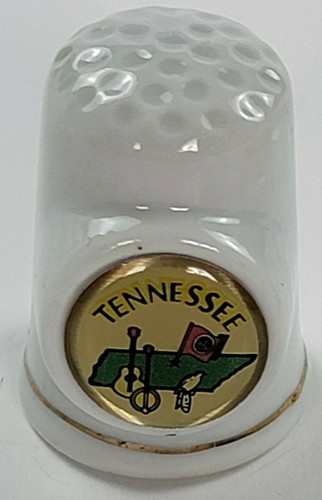 Vintage Tennessee Thimble White Bone China Porcelain Gold Graphic 1 in ...