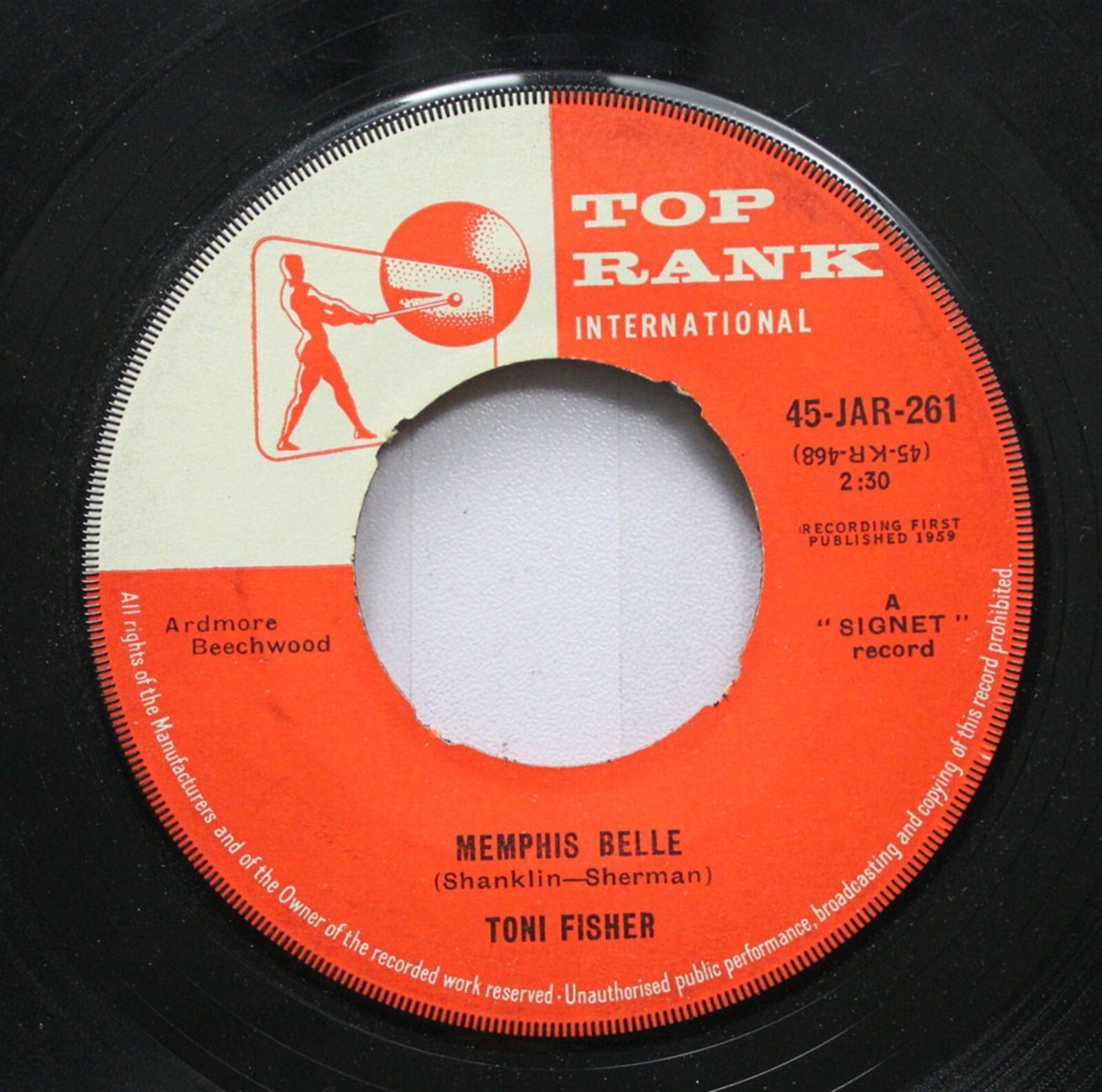 50'S & 60'S 45 Toni Fisher - Memphis Belle / The Big Hunt On Top Rank ...