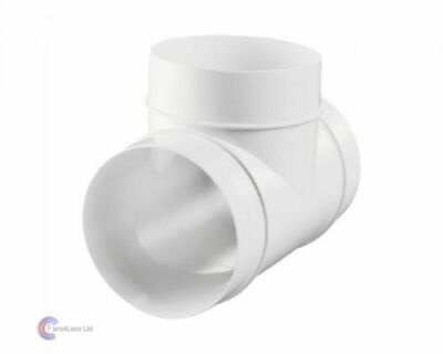 Ducting Tee T Joint Splitter Solid Flex Ventilation PVC Duct Pipe 4" 5 ...
