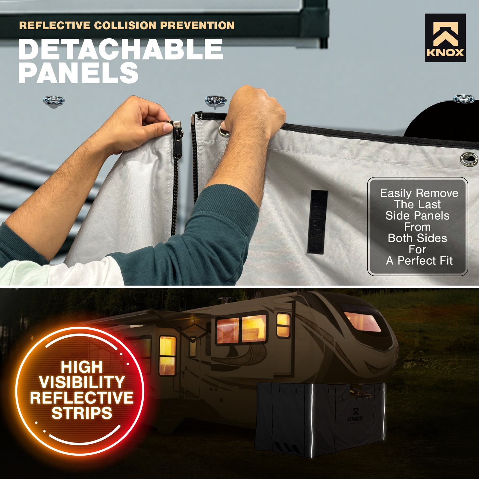 KNOX 5th Wheel Front Cover, Twist Fasteners, Anti-Tear RV Skirting, 5 ...