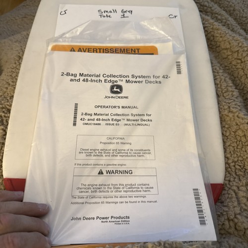 John Deere Omuc18486 Operators Manual 2 Bag Material Collection System ...