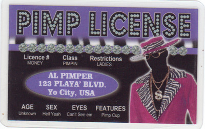 PIMP ID for Pimp Daddy Identification ID card Drivers License | eBay