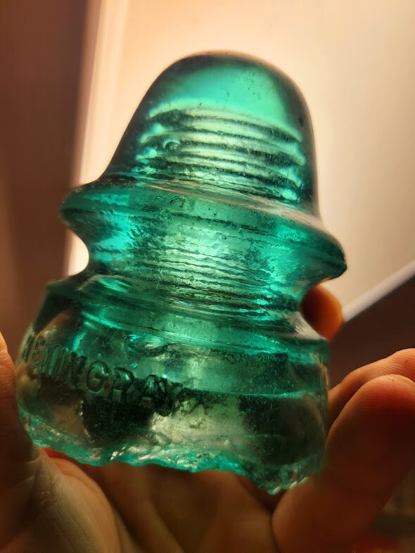 Vintage Hemingray 4” Glass Insulator No 19 Aqua Blue Green Chipped At ...
