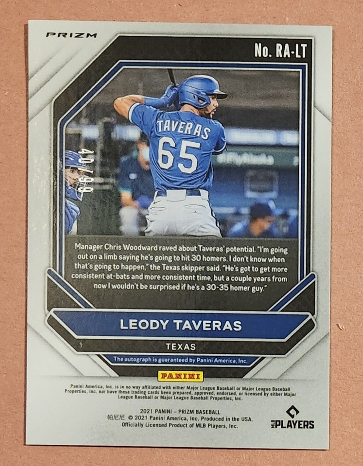 Leody Taveras 2021 Prizm Red Auto Autograph 40/99 Rookie RC Card #RA-LT ...