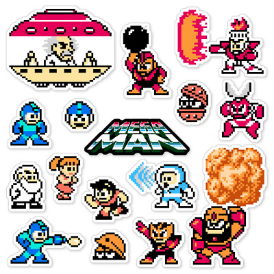 Mega Man Stickers Nintendo NES Pixel Art 16 Sticker Pack | eBay