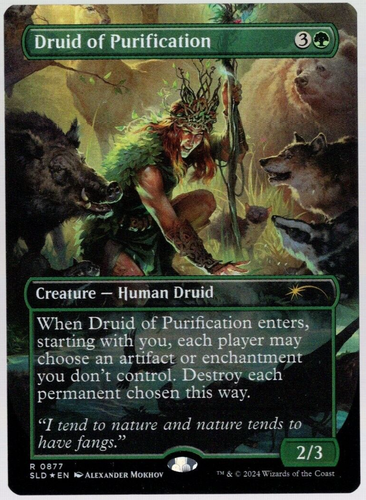 Druid of Purification 0877 Borderless Rainbow Foil DnD Secret Lair MTG ...