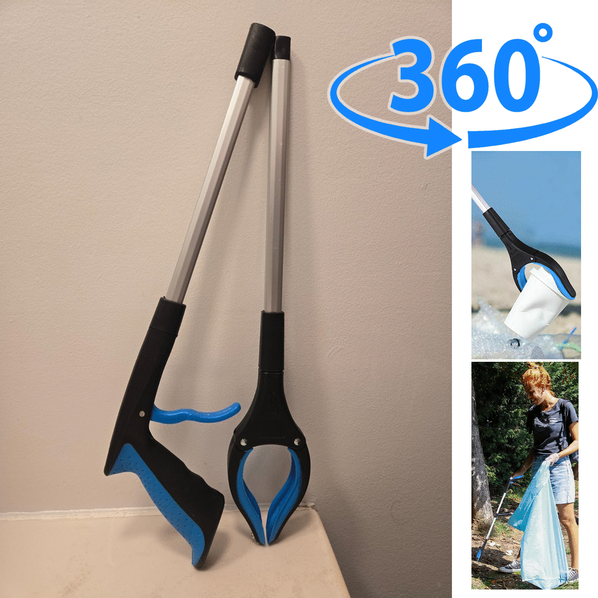 Foldable Pick Up Tool Grabber Reacher Stick Reaching Grab Extend Reach ...