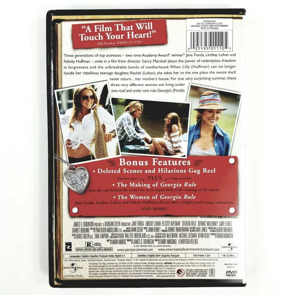 Georgia Rule (DVD, 2007, Full Screen) Jane Fonda Lindsay Lohan Felicity ...