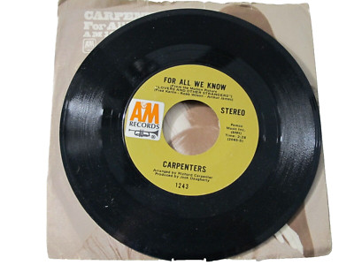 45 RECORD - THE CARPENTERS - FOR ALL WE KNOW | eBay