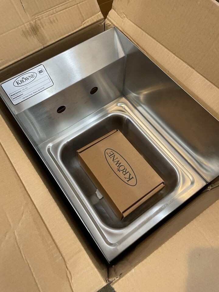 12"W Small Hand Sink with Side Splashes Stainless Steel Kitchen ...