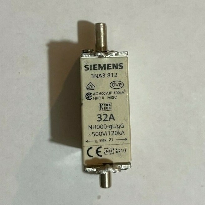 SIEMENS 3NA3 Fuses, 25A, 32A, 50A, 63A, 100A, 600V/100kA, NH000-gL/gG ...