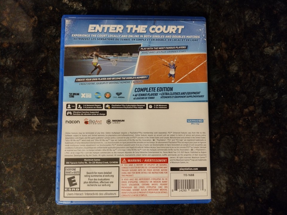 PS5 Tennis World Tour 2 Complete Edition - RARE US Version ...