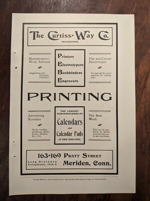 1903 Meriden and Hartford CT 2 sided Print Ad Vintage Curtiss Coombs ...
