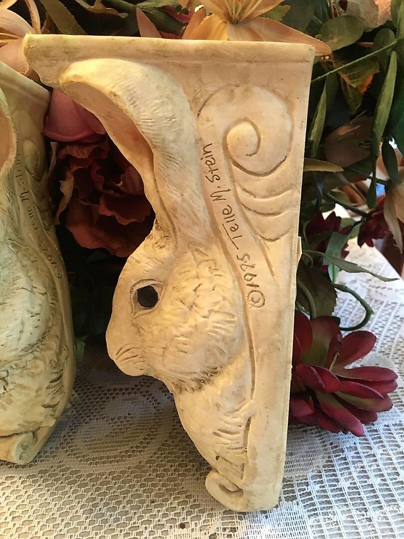 Set of Two Vintage Bunny The Stone Bunny1995 Wall Shelves Signed By ...