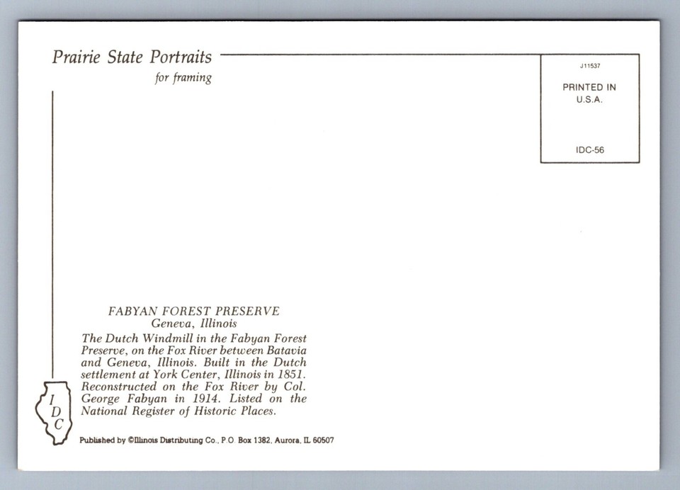 Postcard Vtg Illinois Geneva Fox Valley Fabyan Forest Preserve Windmill ...