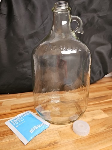 One Gallon Glass Carboy, w/ Santizer Pack, & Modified Cap | eBay