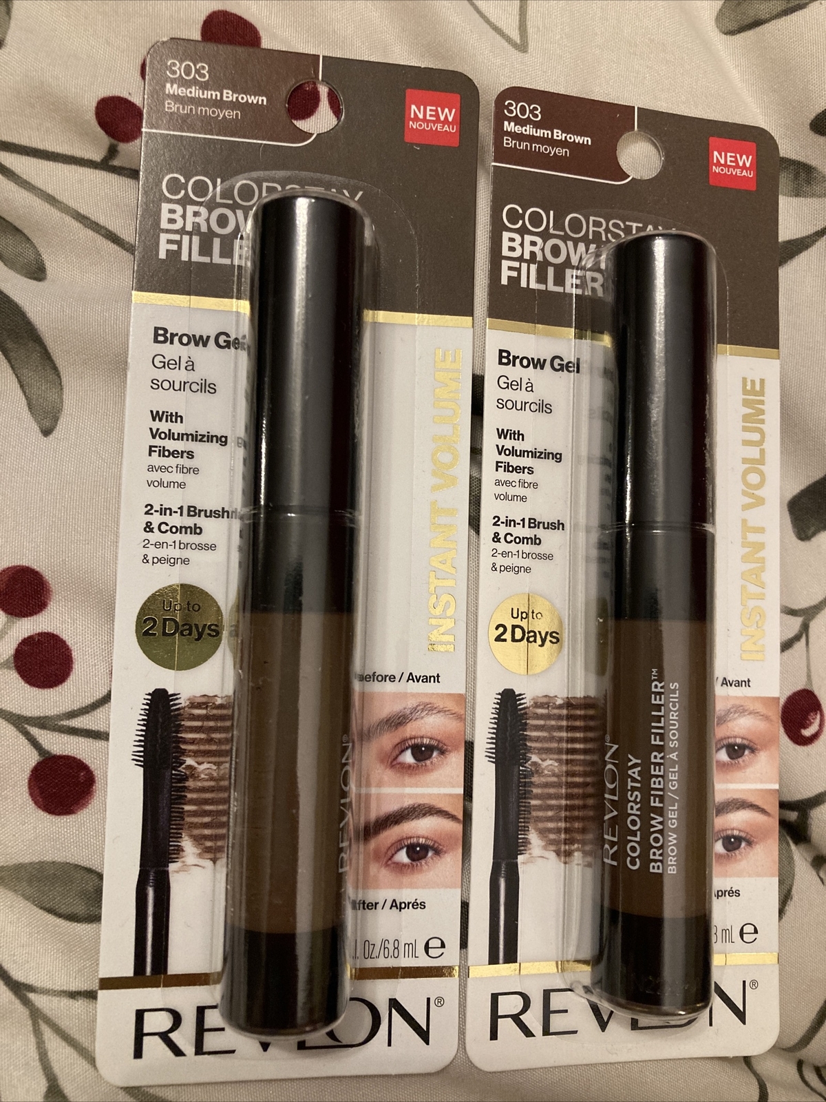 Lot of 2 - Revlon Colorstay Brow Fiber Filler - Brow Gel - # 303 MEDIUM ...