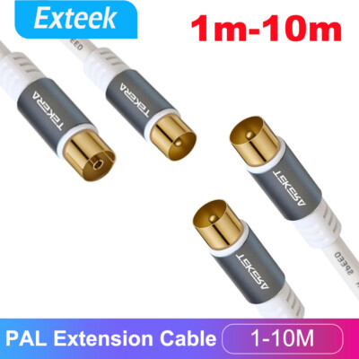 1-10m TV Antenna Extension Cable PAL to PAL Male Female Aerial Flylead ...