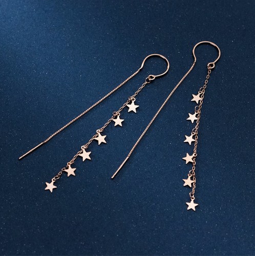 1 Pair Sterling Silver 925 Threader Gorgeous Star Ear Thread Line ...