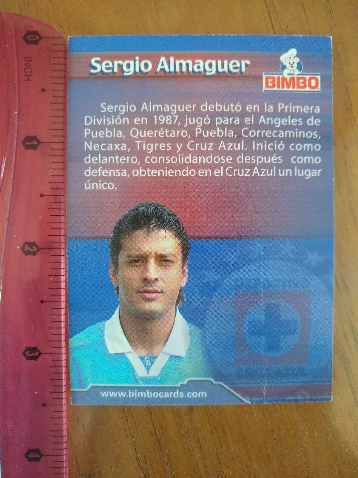 SERGIO ALMAGUER Cruz Azul Mexican League official trading card by Bimbo ...