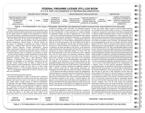 Federal Firearms License FFL Log Book Bound Record Landscape Durable ...