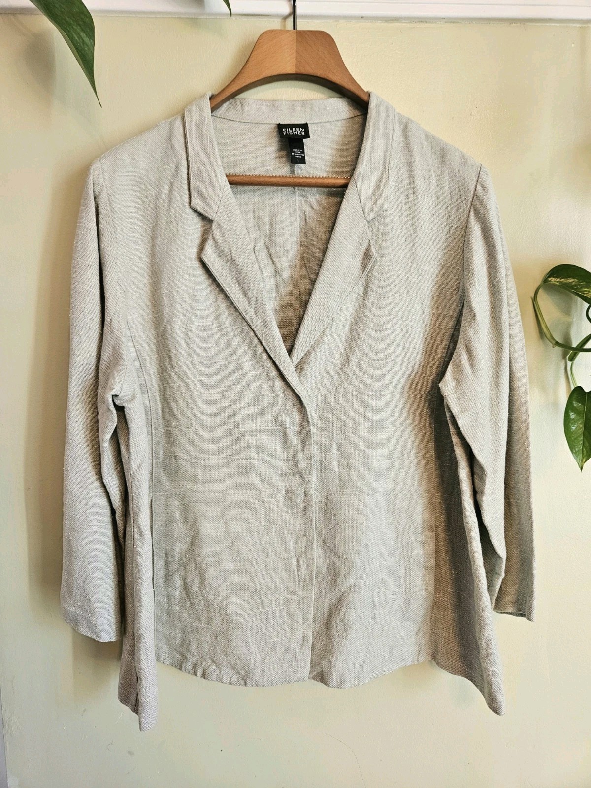 Eileen Fisher Light Sage Green Linen Silk Blend Work … - Gem