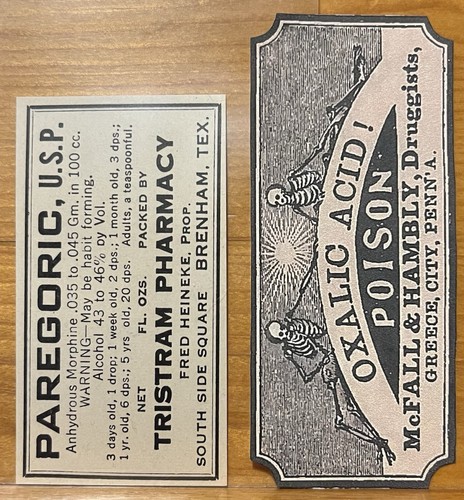 Antique Morphine Paregoric Pharmacy NOS Label Apothecary Bottle Poison ...