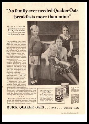 1932 Quaker Oats Quick Oatmeal Breakfast Mom Can Prepare For Children ...