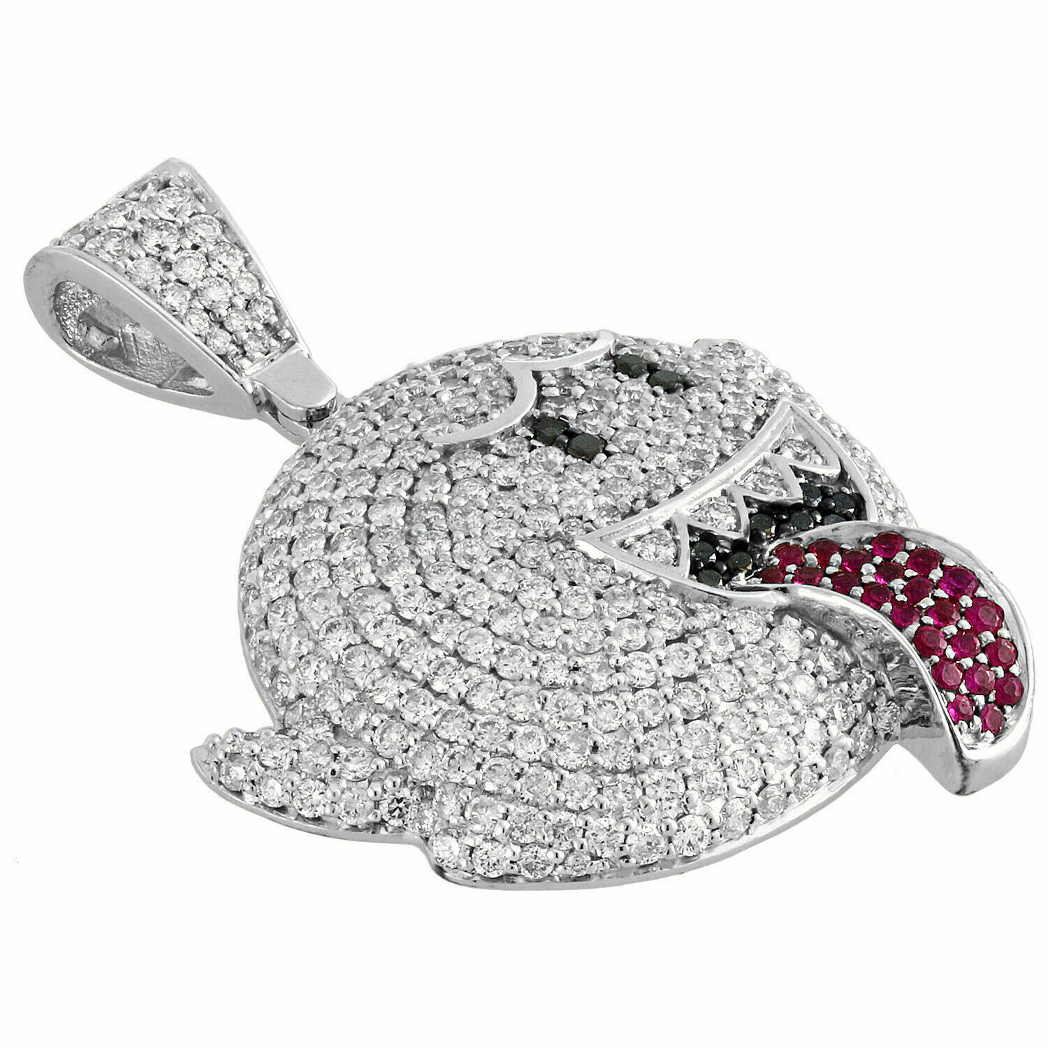 14K White Gold Plated 3.00 CT Lab-Created Red Ruby Mario Ghost Boo ...