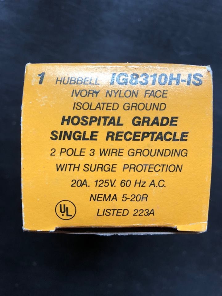Hubbell Ivory Isolated Ground Single Receptacle With Surge Protection ...