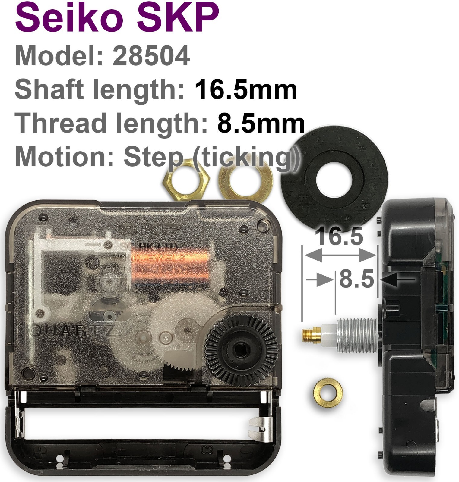 Quartz clock movement, Seiko SKP I-Shaft, EF (Euro Fitting), genuine ...