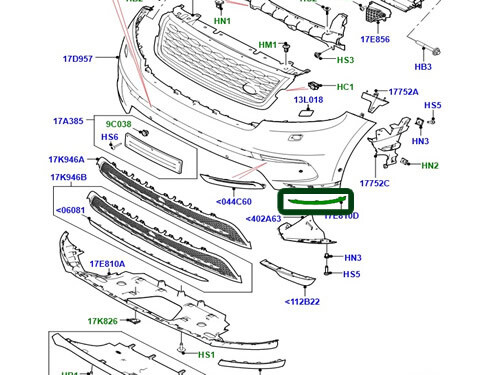 GENUINE LAND ROVER FRONT BUMPER LOWER COVER RH RANGE ROVER VELAR ...