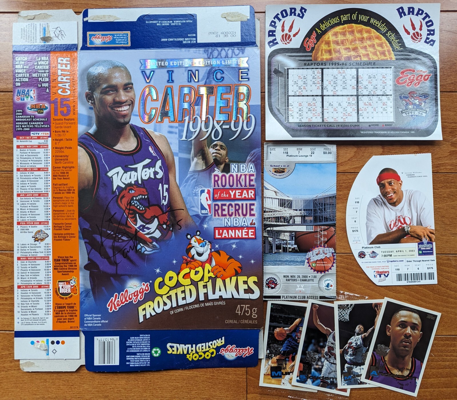 Toronto Raptors - magnet, Kellogg's Vince Carter cereal box & cards ...