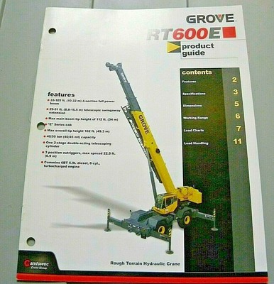 Factory 2003 Grove RT600E Crane Product Guide Dealership Spec Brochure ...