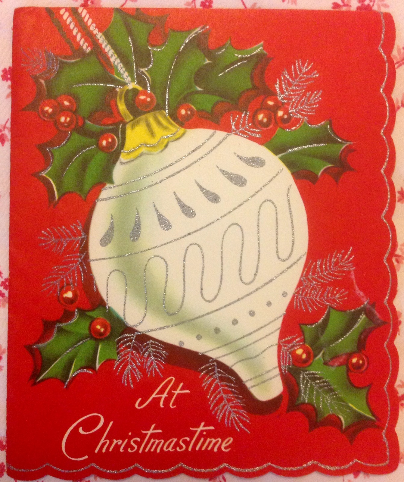 Vintage Mid Century Retro Silvered Christmas Atomic Ornament Holly ...