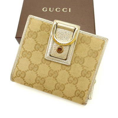 Gucci Wallet Purse Folding wallet GG Gold Brown Woman Authentic Used ...