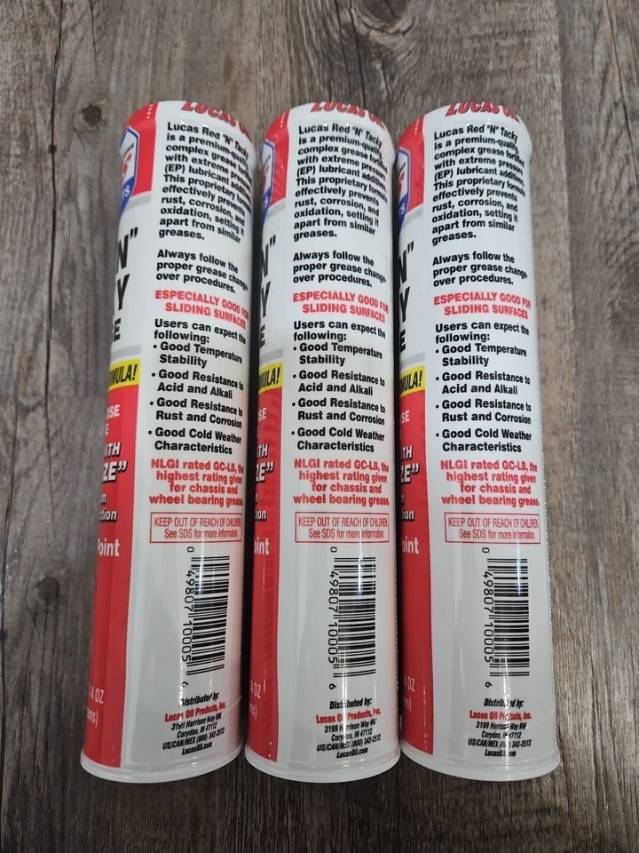Lucas Oil 10005-30 Red N Tacky Multi-Purpose Grease 14 oz. Cartridges ...