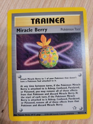 Miracle Berry 94/111 Neo Genesis Uncommon Trainer WOTC Pokemon Card LP ...