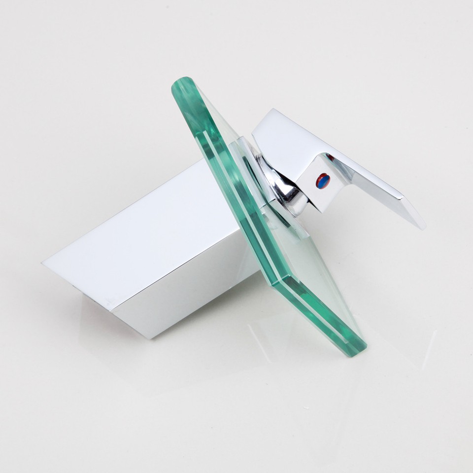 Bathroom Chrome Brass Glass Spout Waterfall Basin Faucet Vessel Sink ...