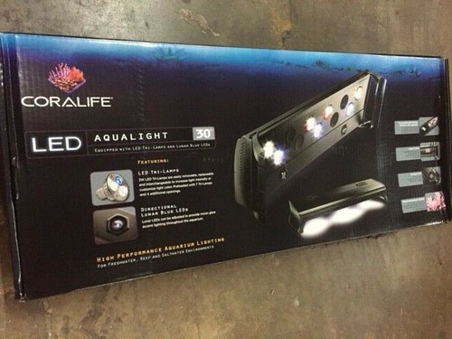 Coralife Aqualight LED aquarium light fixture w Tri-Lamps and Lunar ...