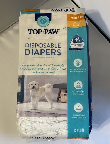 Top Paw Disposable Male Wraps Size Medium M 18"-26" Waist 12 Count ...