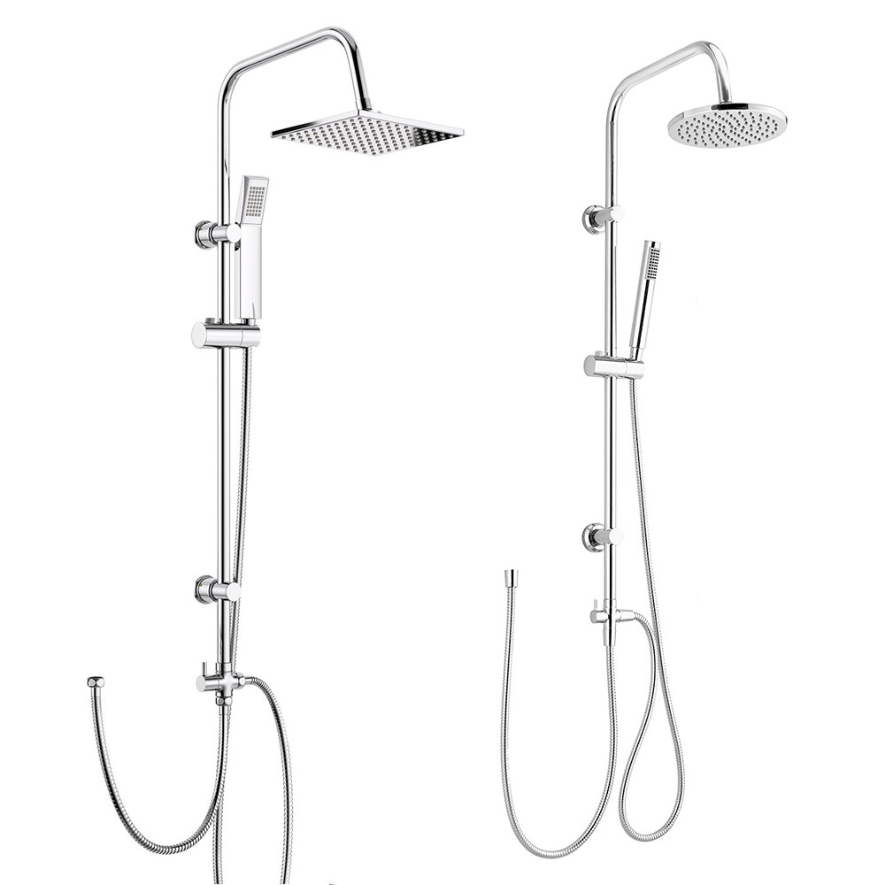 RAINFALL SHOWER KIT TWIN HEAD CHROME FIXED HEAD RISER RAIL WITH BATH ...
