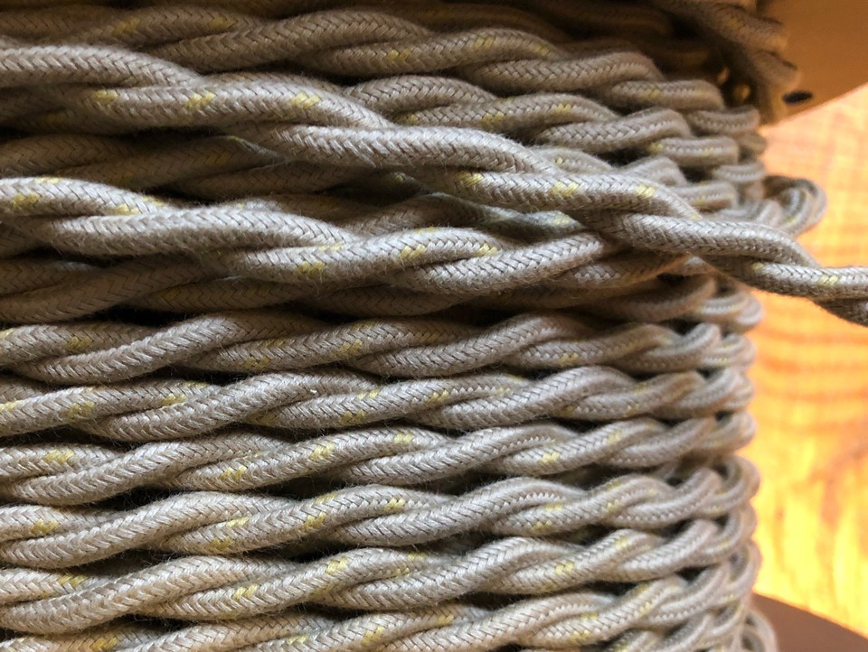 25' Cotton Cloth Covered Twisted Electrical Wire, Vintage Lamp Cord ...