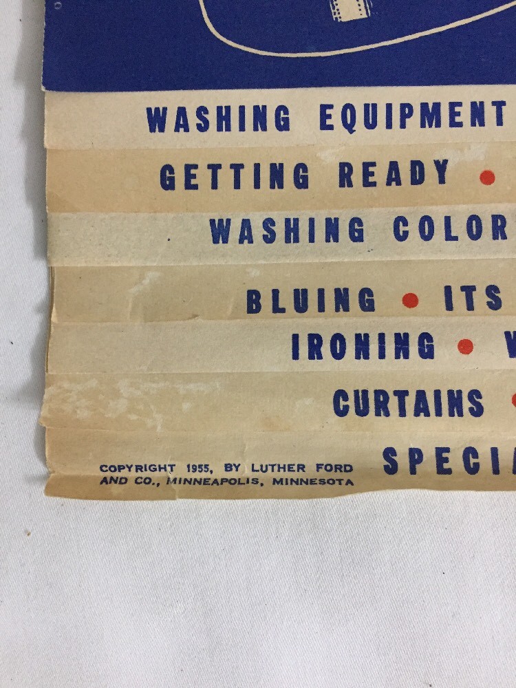 MRS STEWARTS Liquid Bluing 1955 HOME WASHING GUIDE Luther Ford Co ...