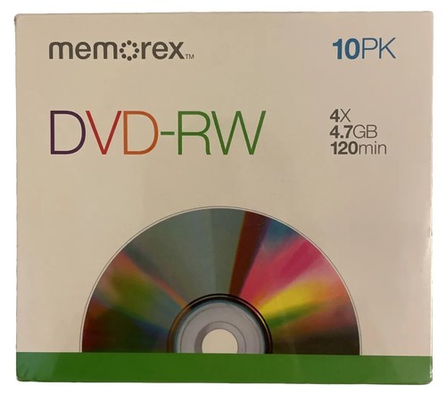 MEMOREX DVD-RW Rewritable 10 Pack 4.7GB 4x Discs 120 Min Blank Media ...