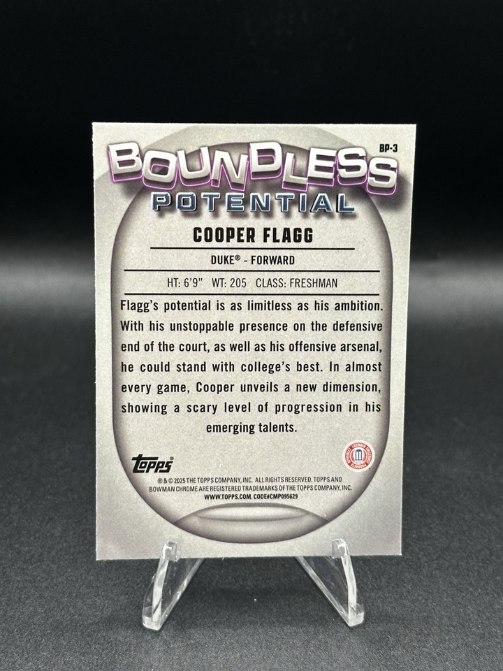 2024-25 BOWMAN CHROME U COOPER FLAGG BOUNDLESS POTENTIAL #BP-3 DUKE IN HAND | eBay